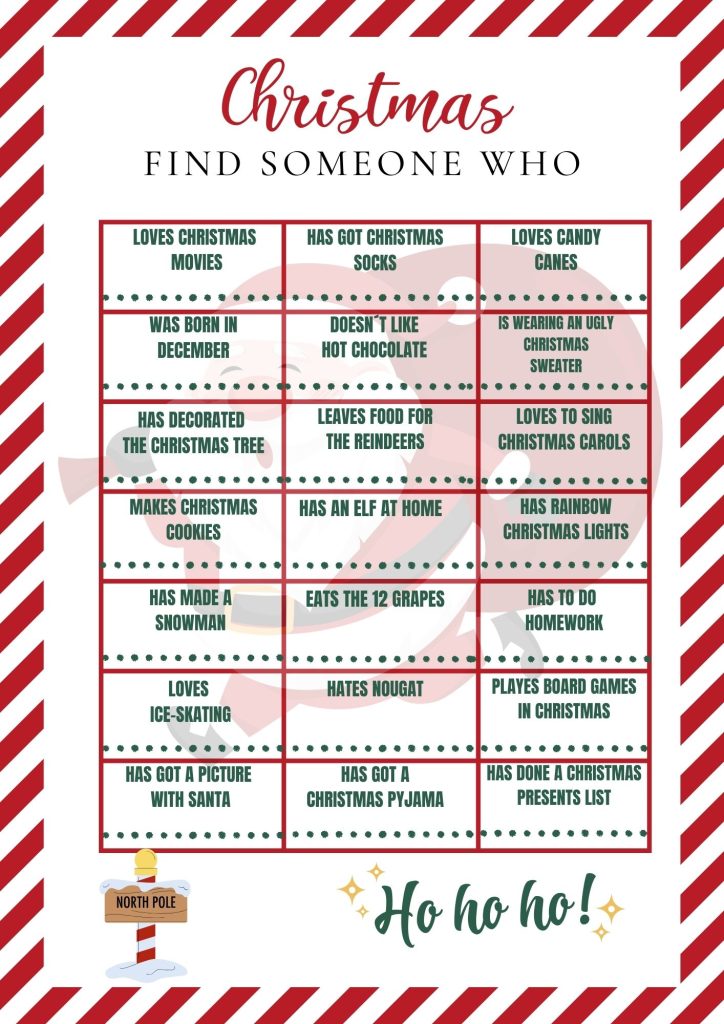 FIND SOMEONE WHO - CHRISTMAS EDITION - Teachy Games